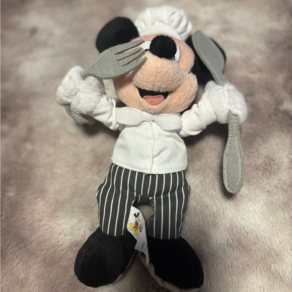 Disney | Toys | Disney Chef Mickey Plush With Black And White Stripes 8 ...